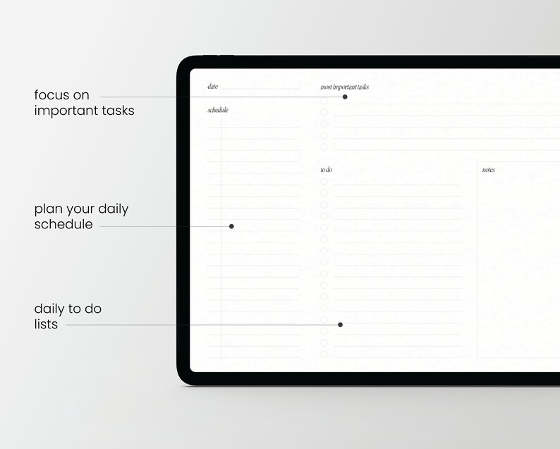 Minimalist Daily to Do, Daily Task List, Schedule, Digital Planning ...