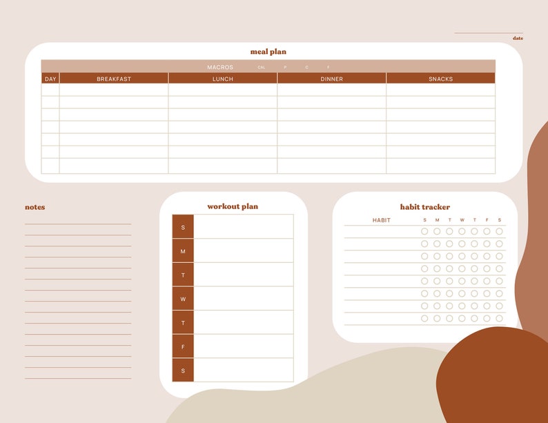 Weekly PRINTABLE Health + Fitness Planner | Daily Health + Fitness ...