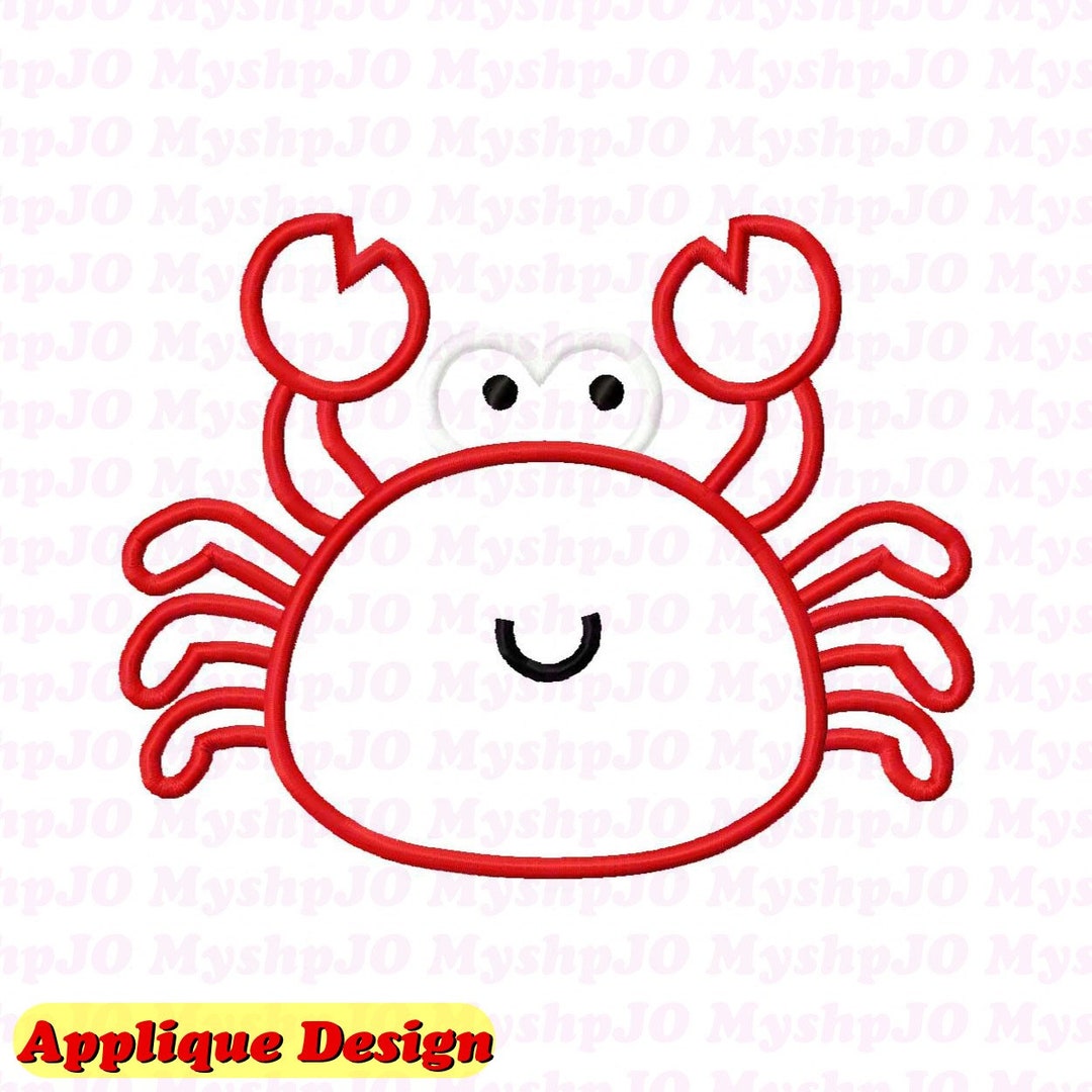 Crab Applique Embroidery Design - INSTANT DOWNLOAD - Etsy