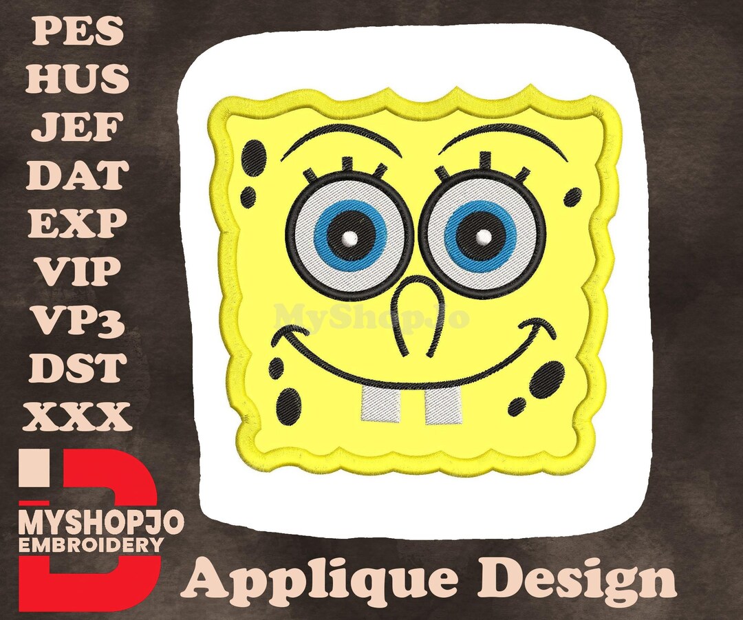 Spongebob Squarepants Applique Embroidery Design - Instant Download ...