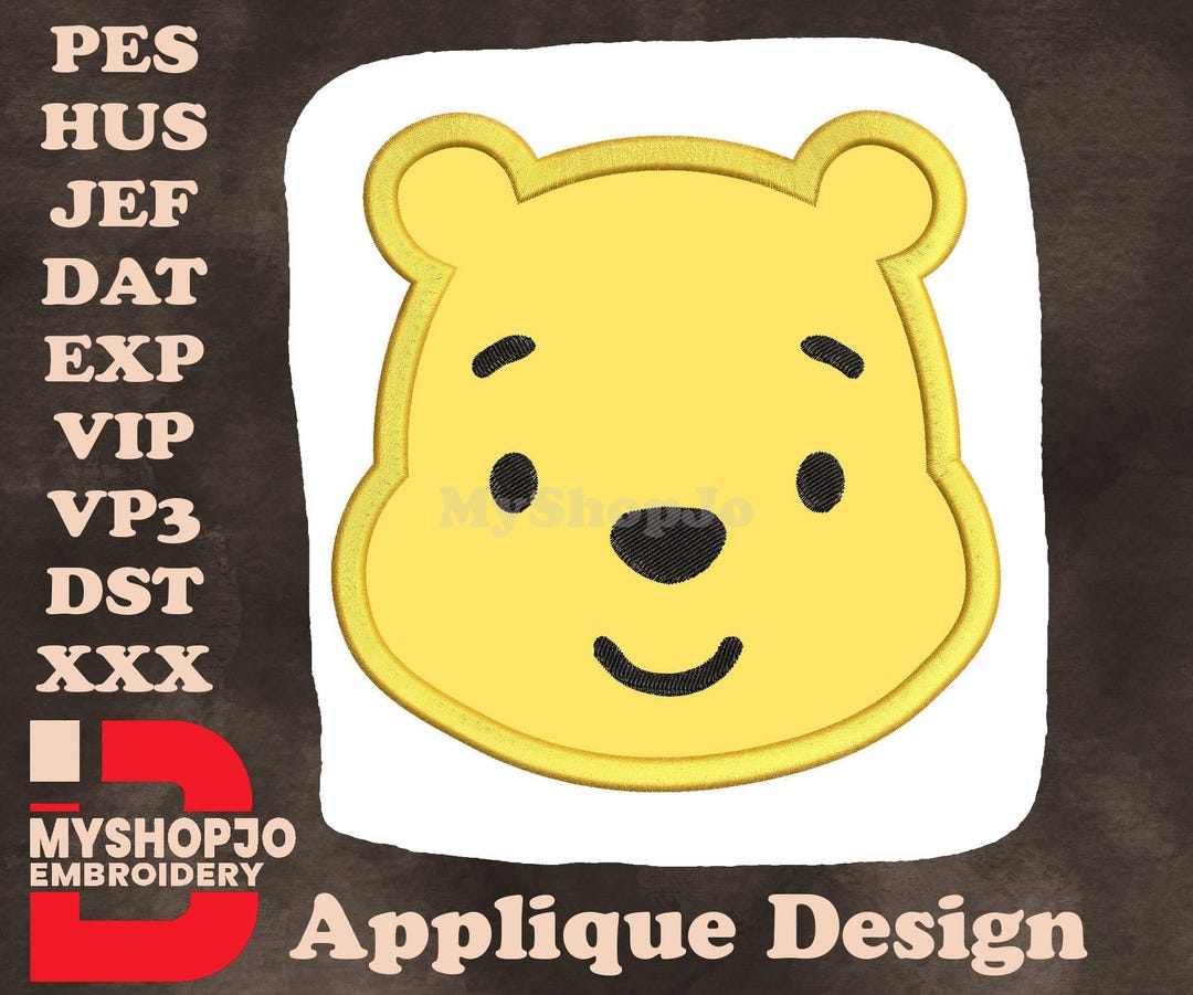 Disney Cuties Pooh Smile Face Applique Embroidery Design - Instant ...
