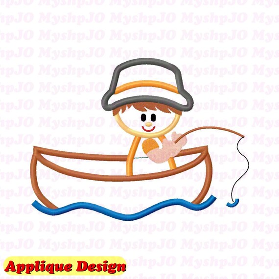 Fishing Boy Applique Embroidery Design INSTANT DOWNLOAD - Etsy