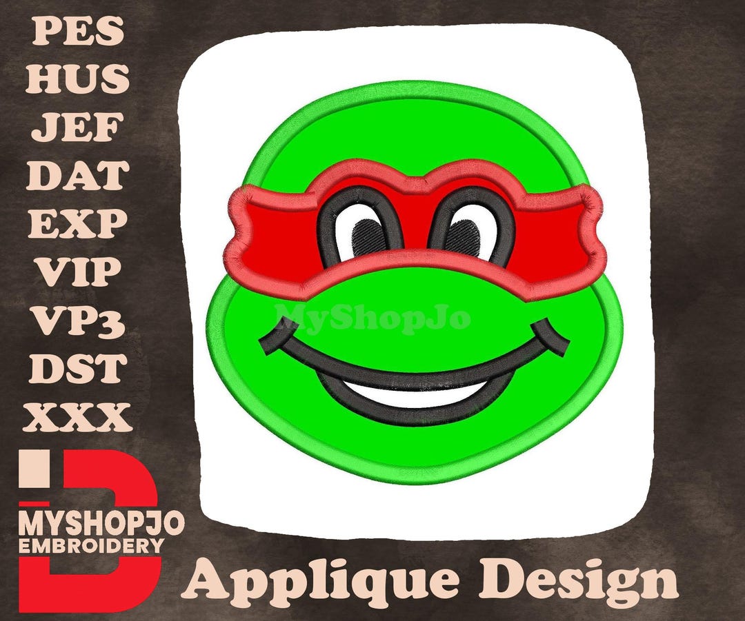 Turtle Ninja Applique Embroidery Design - Instant Download - 12 Formats ...