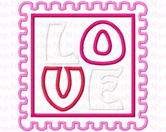 Love Stamp Applique Design for Machine Embroidery Instant Download Love ...