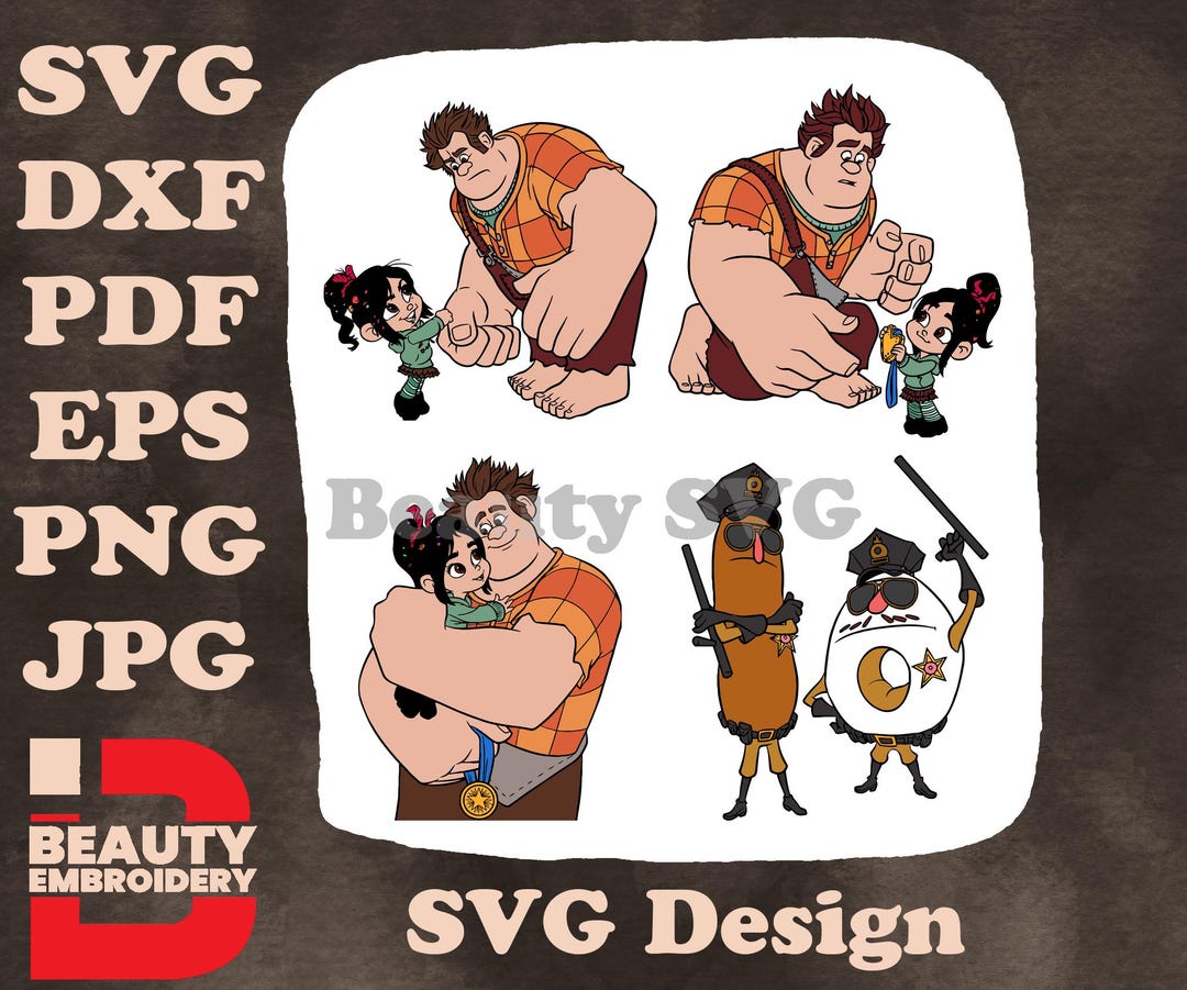 4 Separate Designs - Wreck_it_ralph_and_vanellope_friendship_hugs ...