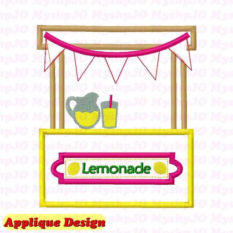 Lemonade Stand Pennant Applique Embroidery Design - INSTANT DOWNLOAD - Etsy