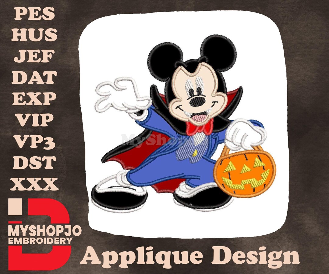 Mickey Mouse Vampire Applique Design - Instant Download - 12 Formats - Etsy