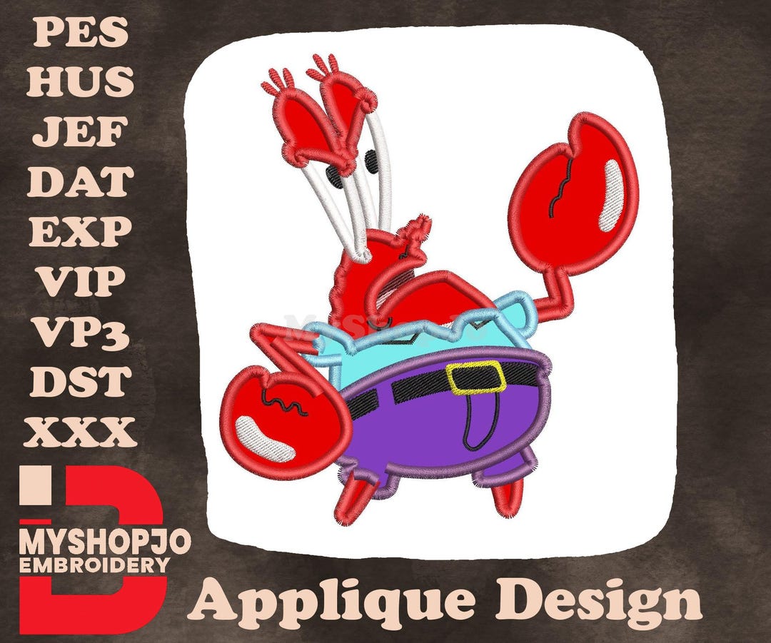 Mr Krabs Spongebob Squarepants Applique Design 02 - Instant Download ...