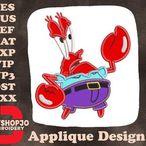 Mr Krabs Spongebob Squarepants Applique Design 02 - Instant Download ...