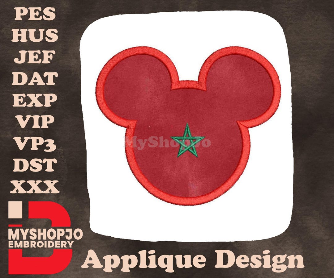 Mickey Mouse Morocco Applique Embroidery Design - Instant Download - 12 ...