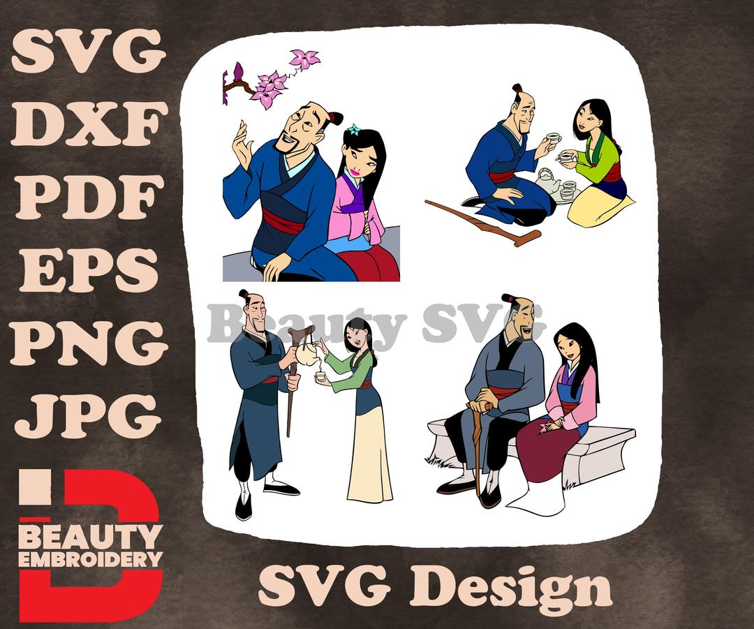 4 Separate Designs - Mulan_with_father_fa_zhou_matchmaker_scene_and ...