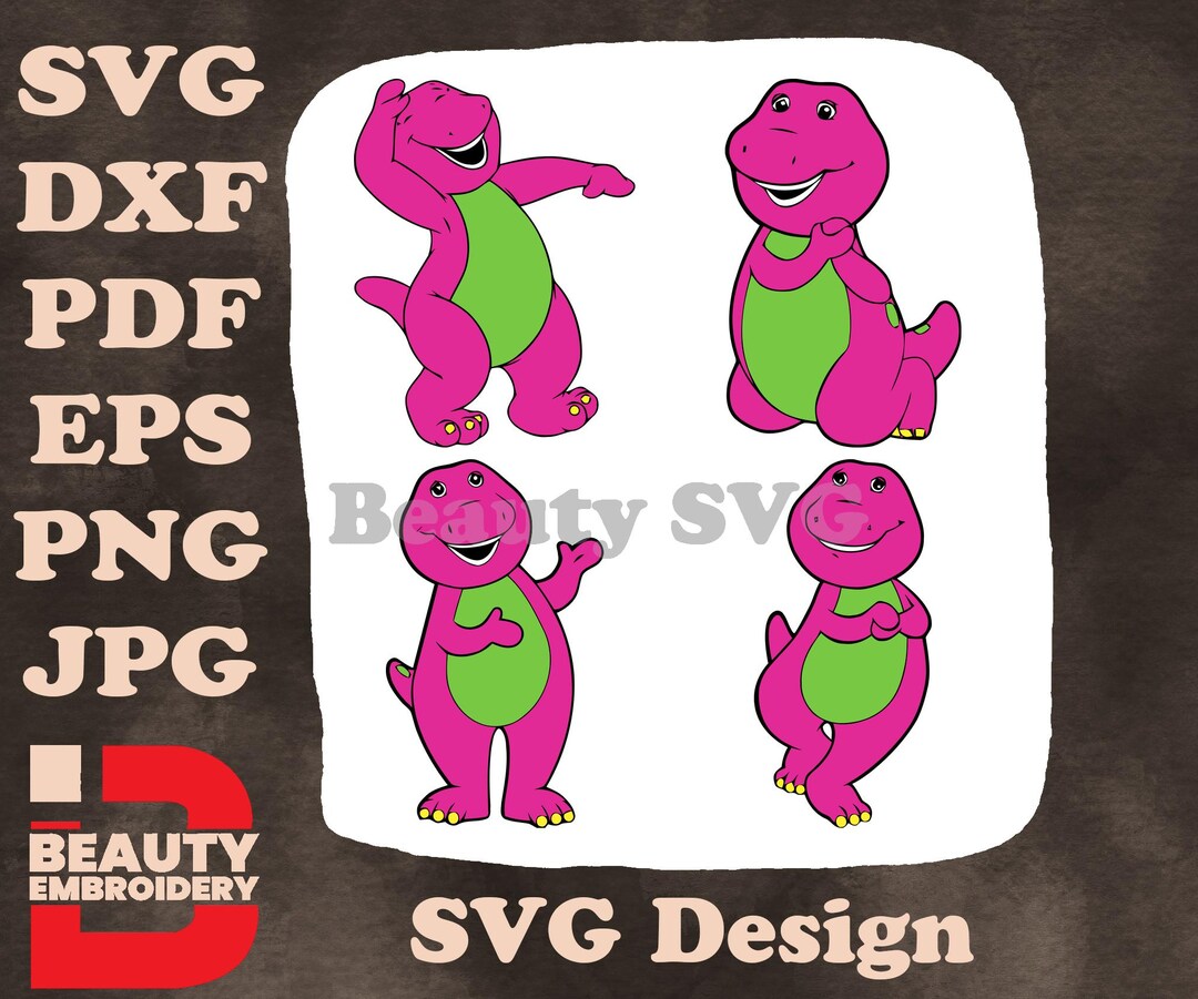 4 Separate Designs - Barney_the_friendly_dinosaur_dancing_waving_and ...
