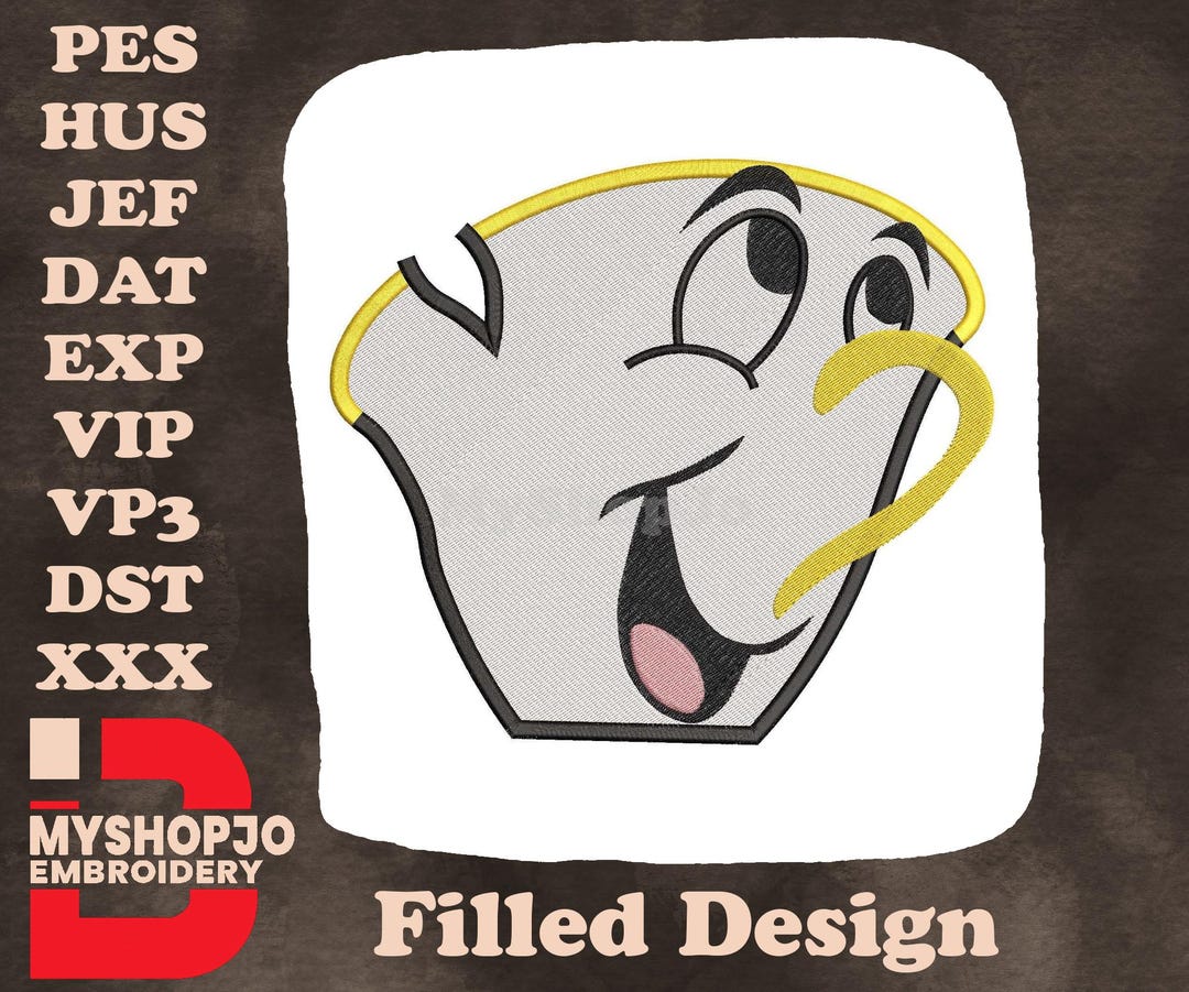 Chip Potts Beauty and the Beast Head Fill Machine Embroidery Design ...