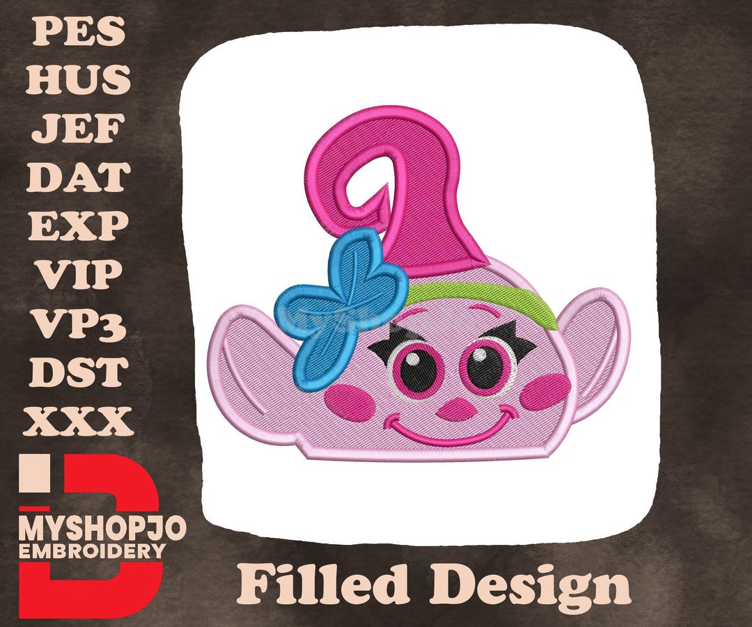 Baby Poppy Troll Fill Machine Embroidery Design - Instant Download - 12 ...