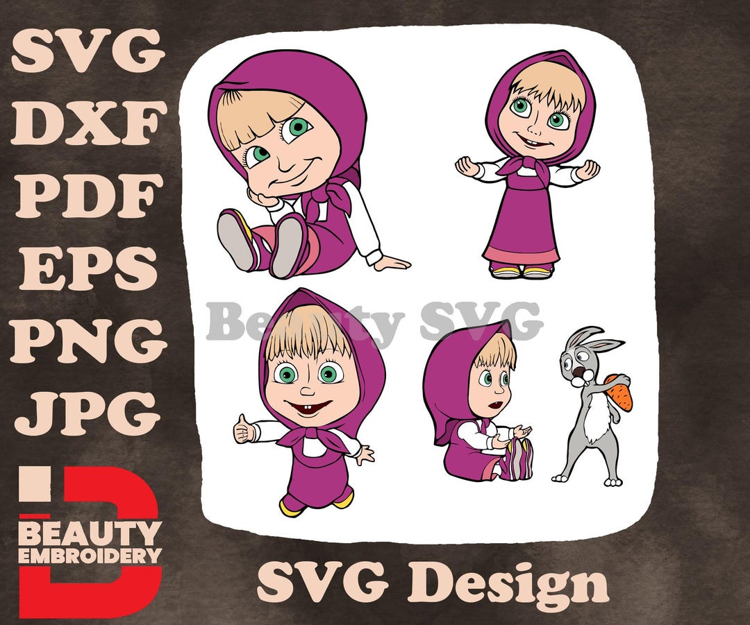 4 Separate Designs - Masha_and_the_bear_masha_sitting_standing_posing ...