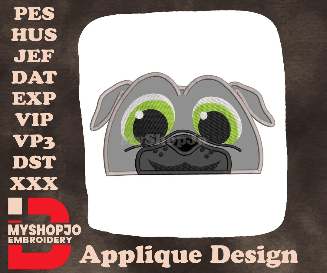 Bingo Puppy Dog Pals Head 02 Applique Embroidery Design - Instant ...