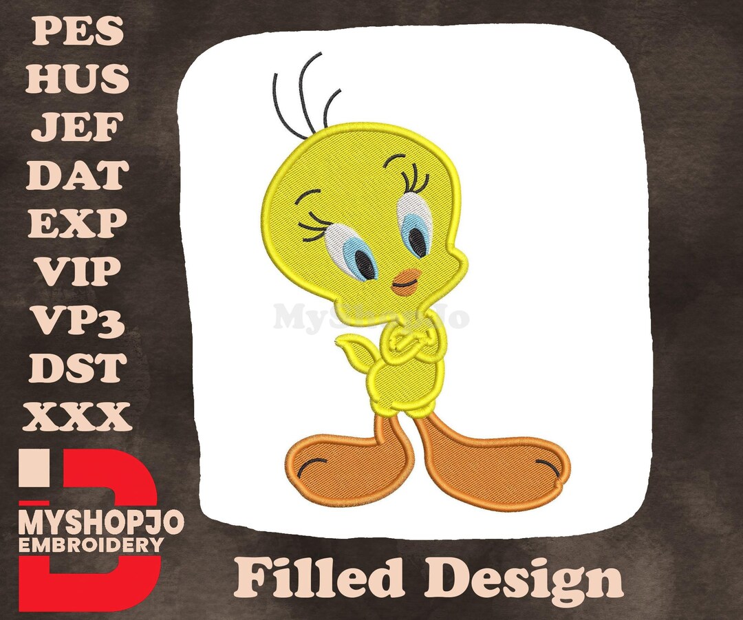 Tweety Fill Embroidery Design 07 - Instant Download - 12 Formats - Etsy