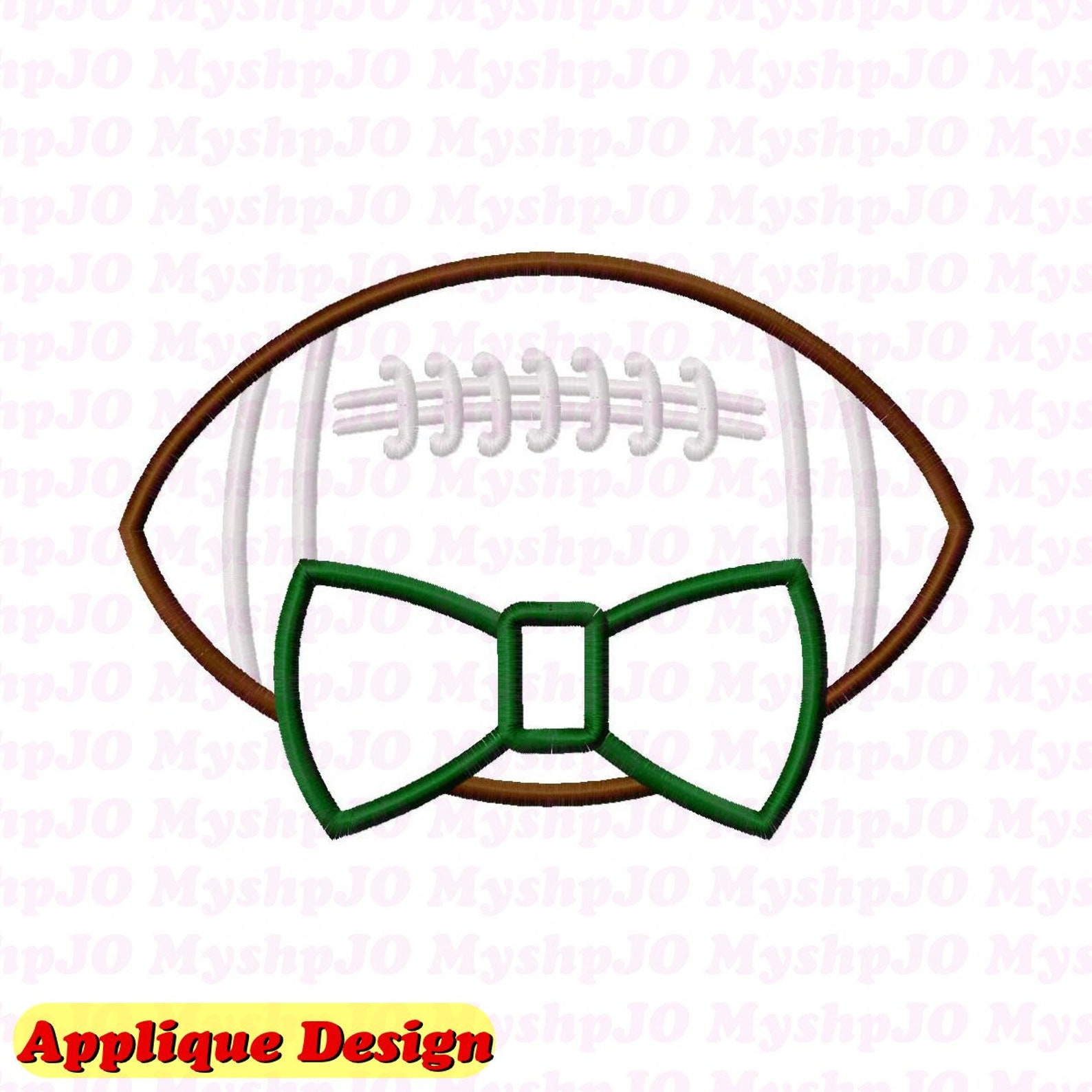 Football With Bowtie Applique Embroidery Design - INSTANT DOWNLOAD - Etsy