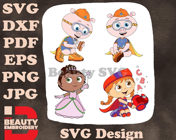 4 Separate Designs - Super_why_pbs_kids_alpha_pig_wonder_red_princess ...