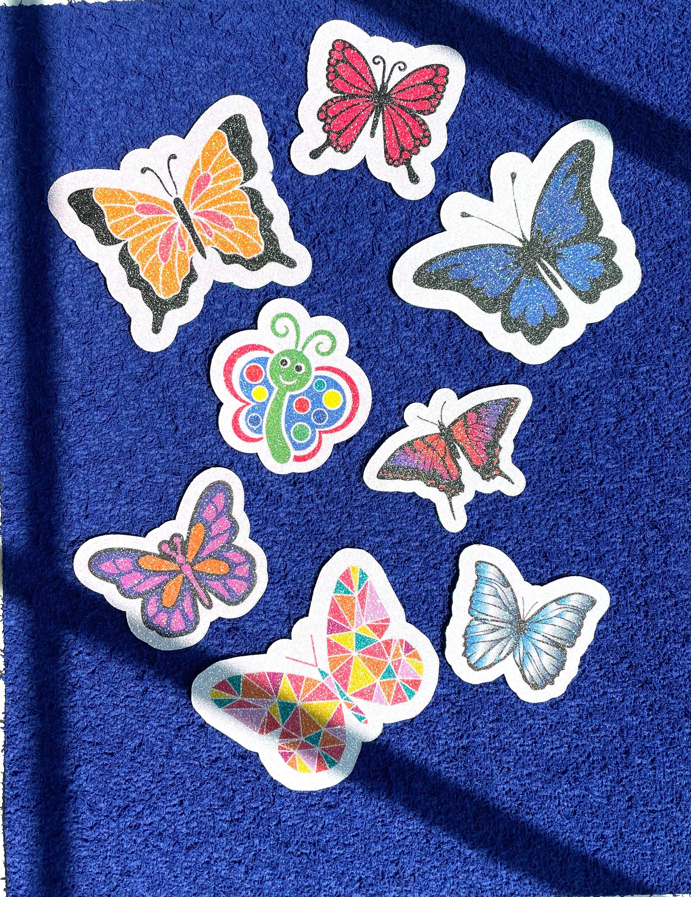 Butterfly Stickers, 8 Pack Colorful Glitter Butterfly Decals, Sparkly ...