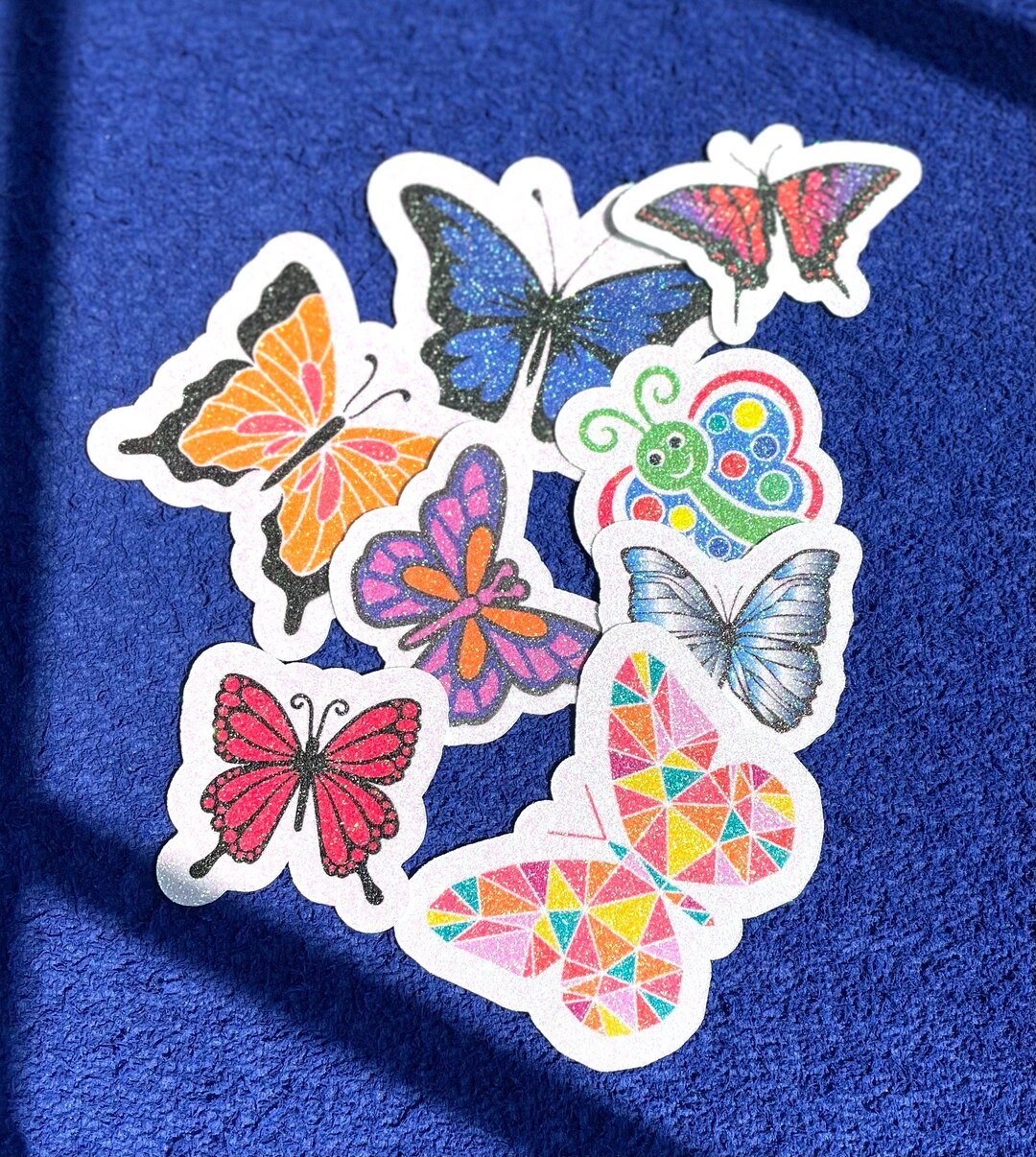 Butterfly Stickers, 8 Pack Colorful Glitter Butterfly Decals, Sparkly ...