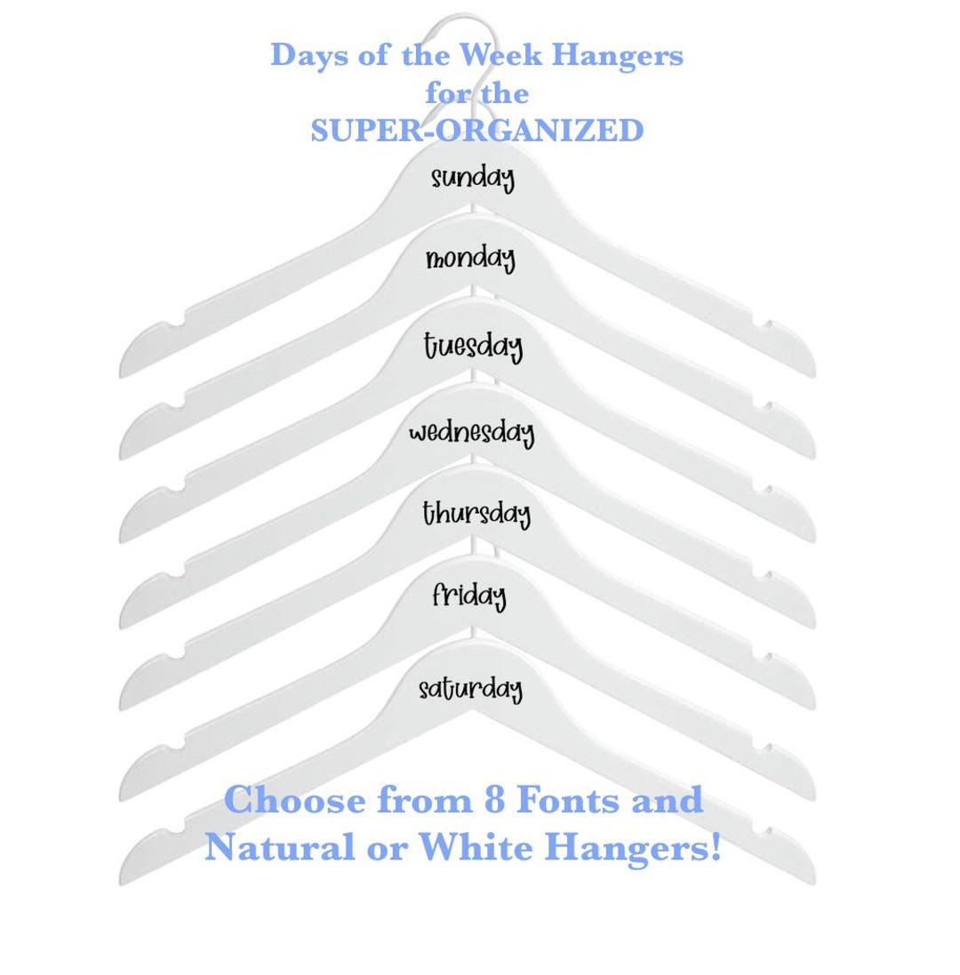 Days of the Week Hanger, Adult Closet Organizer, Natural or White Lotus ...
