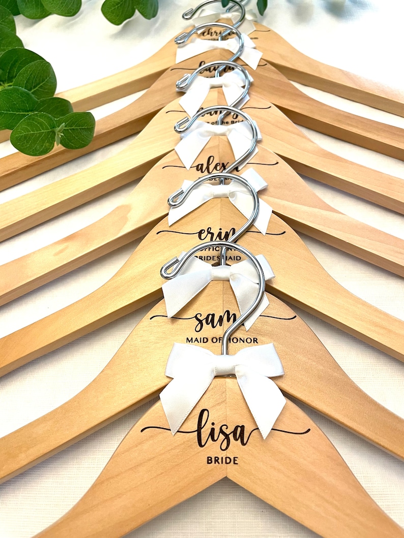 Personalized Wedding Hanger Sets for Bride & Bridal Party, Engraved on ...