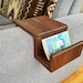 Black Walnut-couch Arm Rest Table With Magazine Stand - Wood Armrest ...