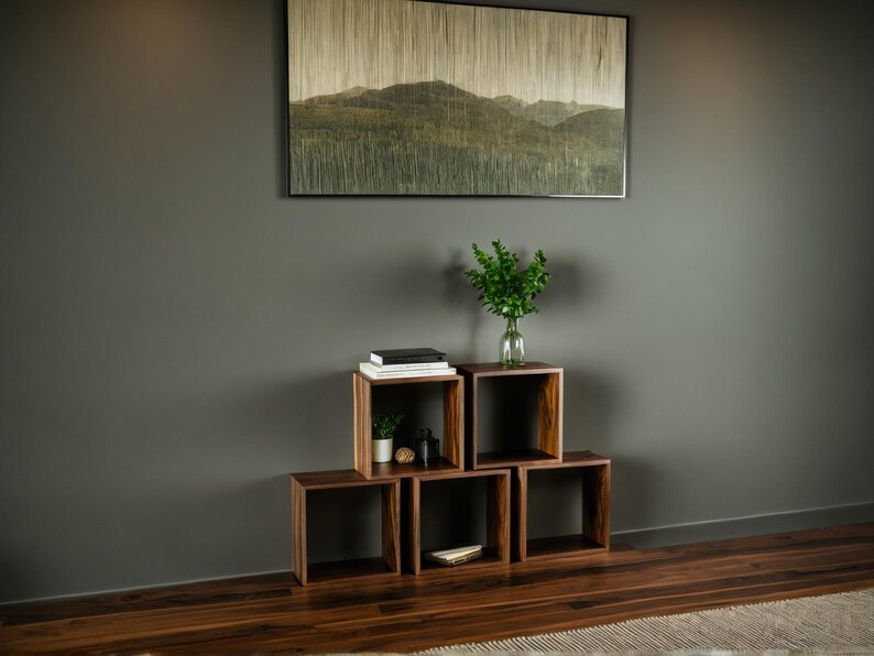 Modular Wooden Bookcase – Custom Solid Wood Bookshelf, Stackable Modern ...
