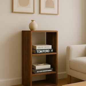 Custom Bookshelf Solid Black Walnut – Handmade Wood Shelving Unit ...