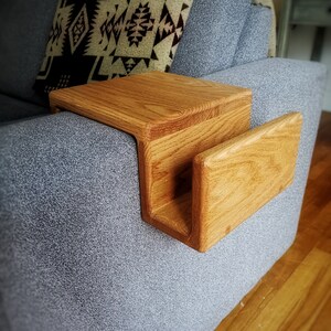 Couch Arm Rest Table With Magazine Stand - Wood Armrest Table, Arm Tray ...