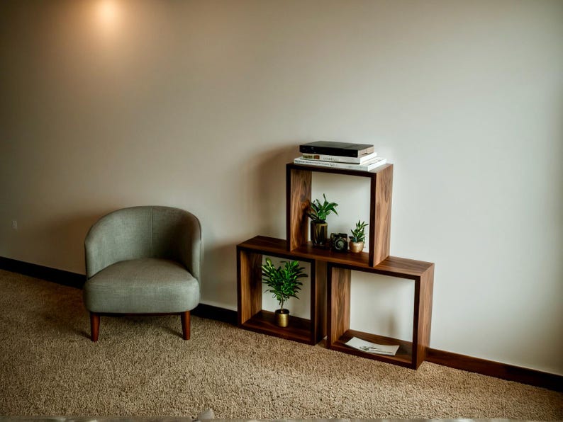 Modular Wooden Bookcase – Custom Solid Wood Bookshelf, Stackable Modern ...