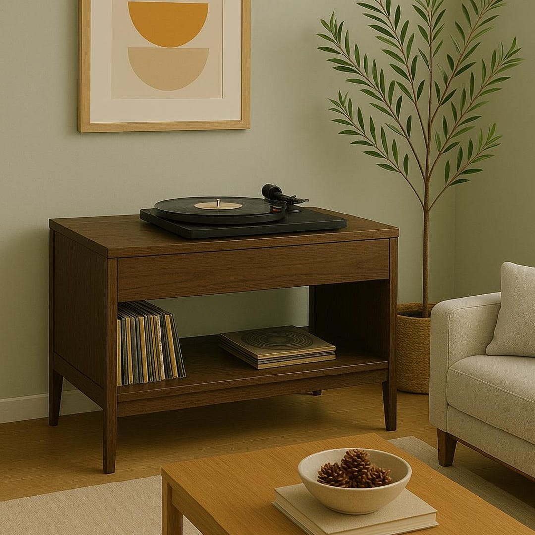 Record Player Stand Plan – DIY Mid-century Vinyl Console – Solid Wood ...