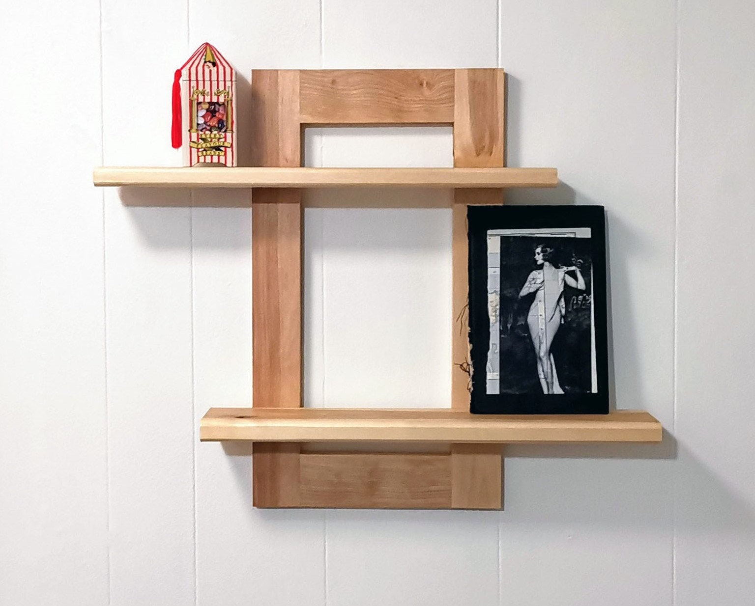 Wood Frame With Double Shelf in Cherry - Etsy