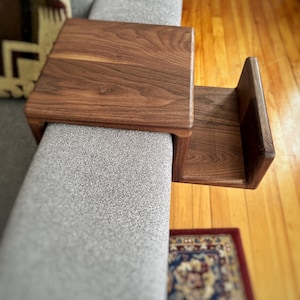 Black Walnut-couch Arm Rest Table With Magazine Stand - Wood Armrest ...