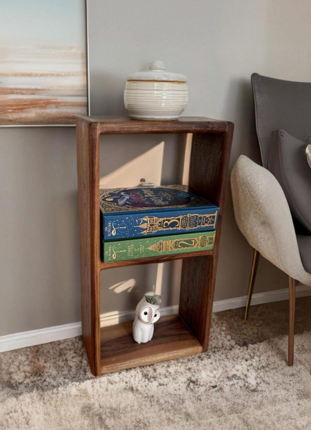 Black Walnut Table/bookcase - Mid Century-luxury - End Table.coffee ...