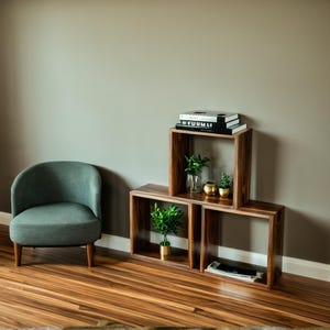 Modular Wooden Bookcase – Custom Solid Wood Bookshelf, Stackable Modern ...