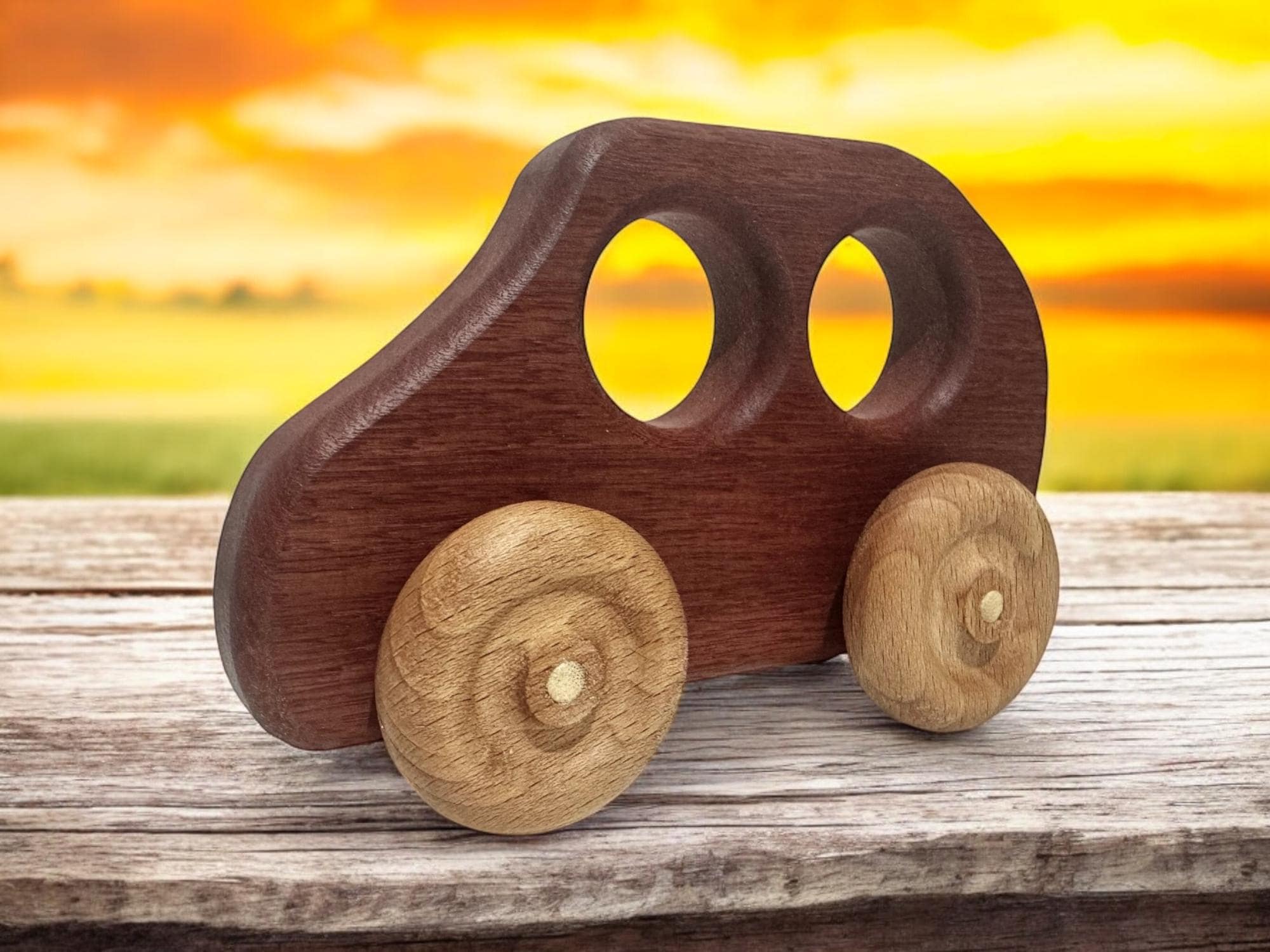 Green Pea Toyz "wombat Wagon" - Wooden Car (handmade Pretend Play Motor ...