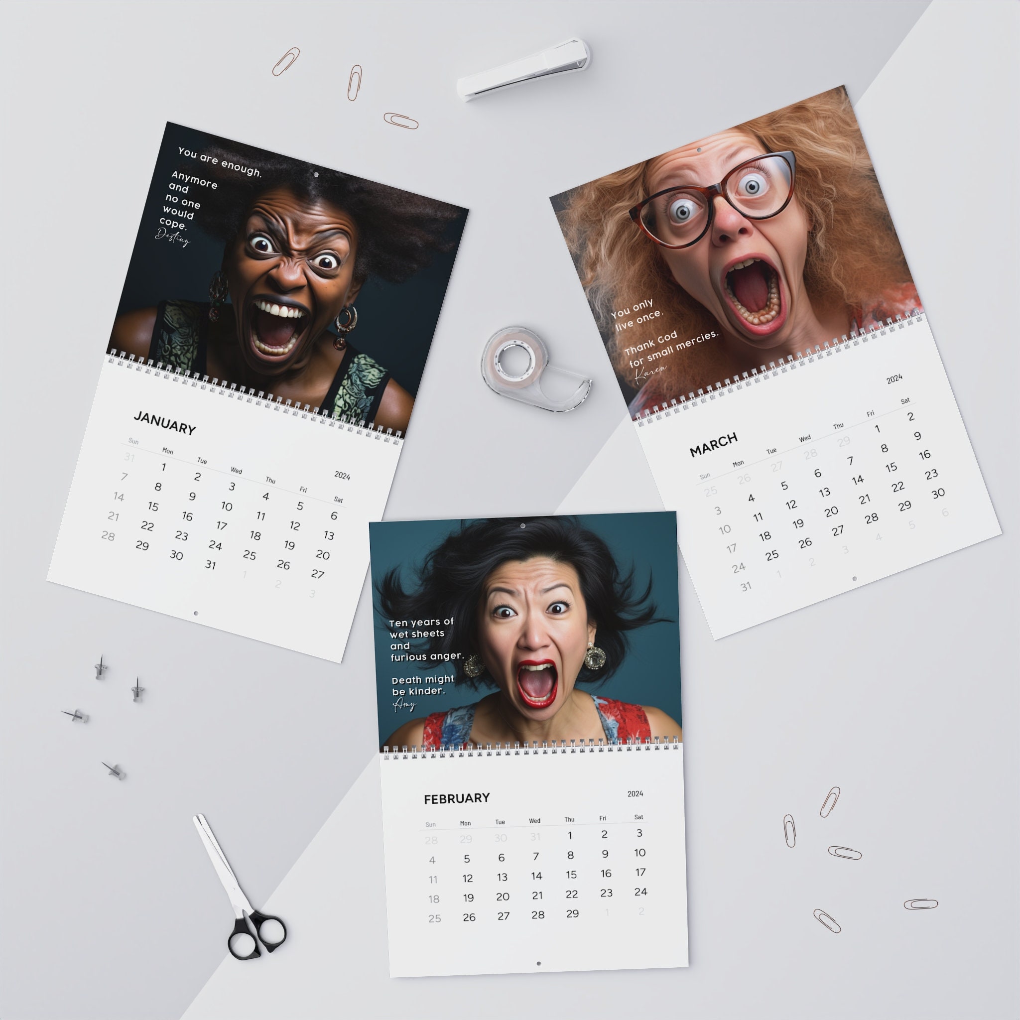 Funny Calendar 2024 Wall, Girl Boss Calendar, Funny Menopause Gifts ...