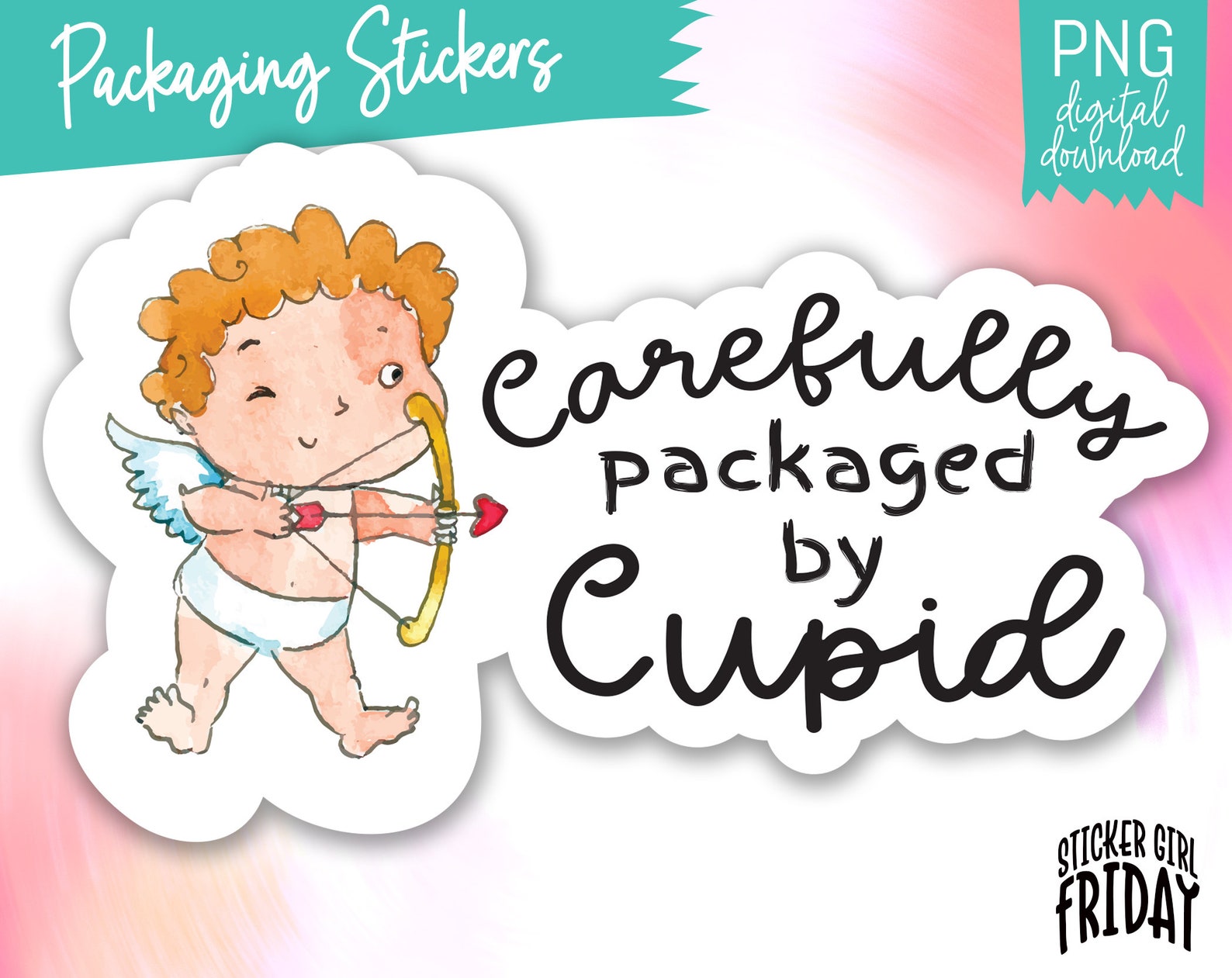 Cupid Sticker Valentines Mail Stickers Small Business - Etsy