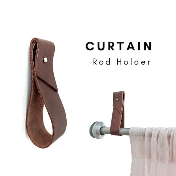 Leather Curtain Rod Holder Strap Wood Curtain Rod Bracket - Etsy