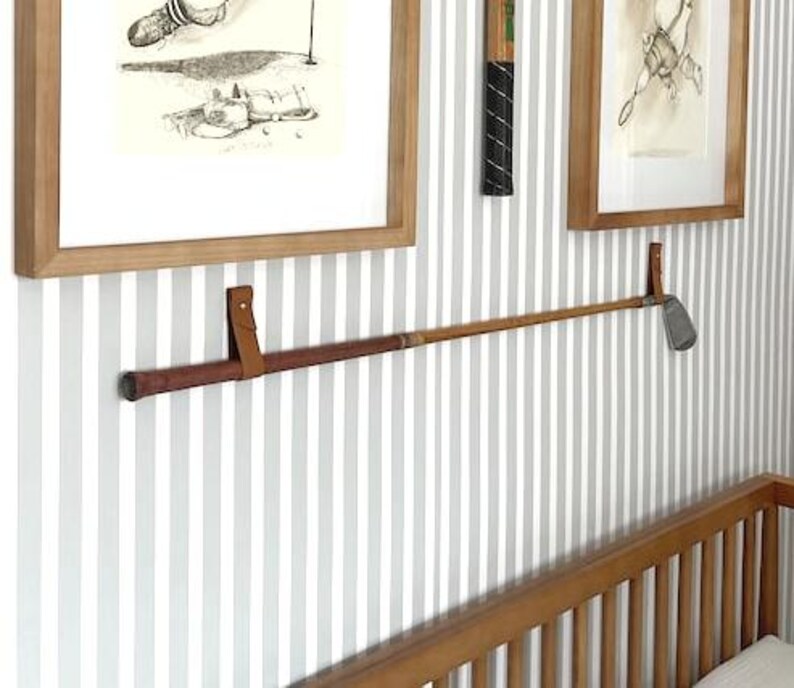 Leather Golf Club Wall Hanger Bracket, Beige Golf Club Holder, Golf ...