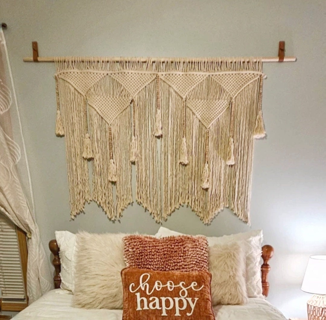 Leather Macrame Hanger, Textile Display, Blanket Hook, Rug Hanger ...