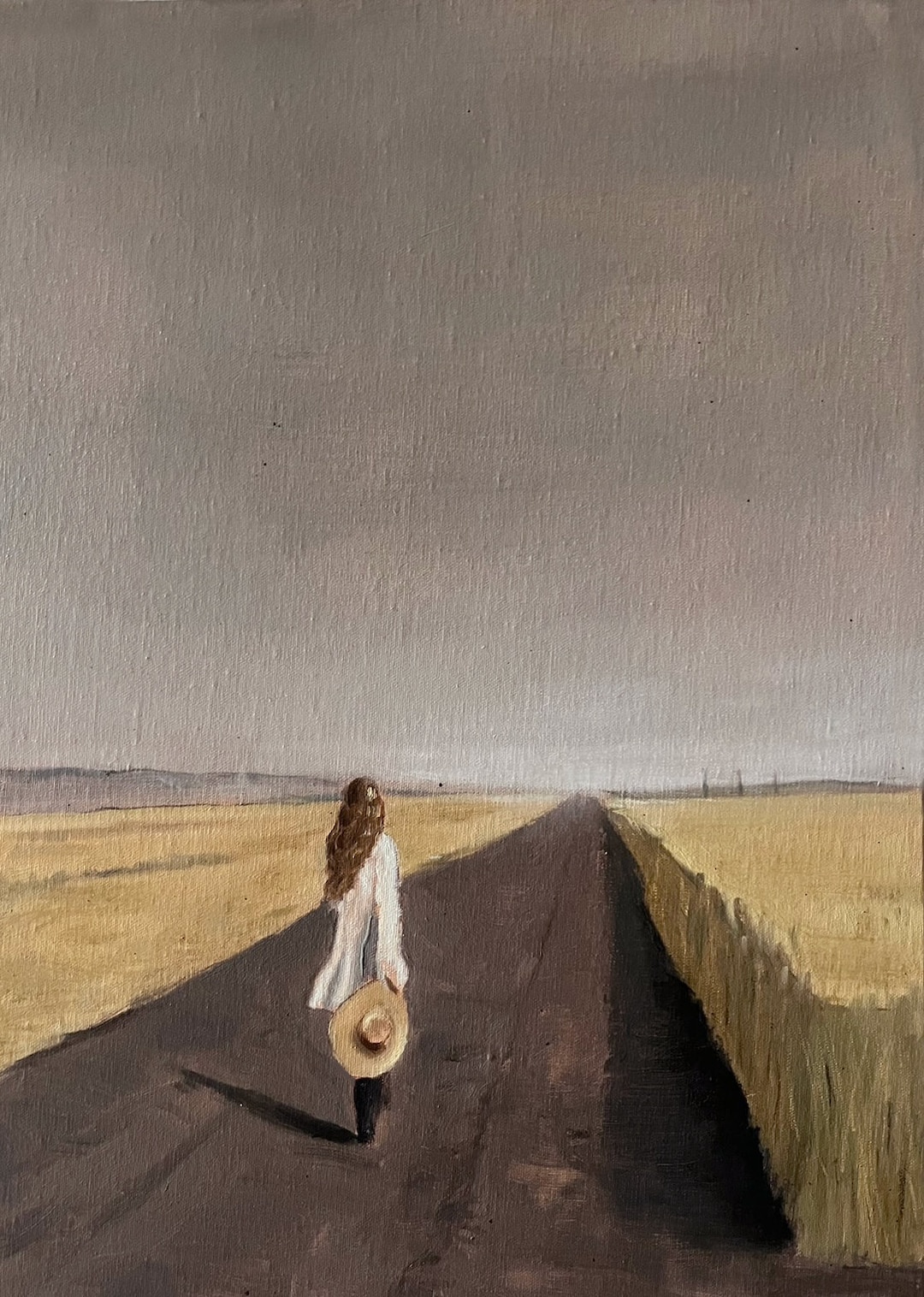 Original Oil Painting of Woman Walking in A Field - Etsy