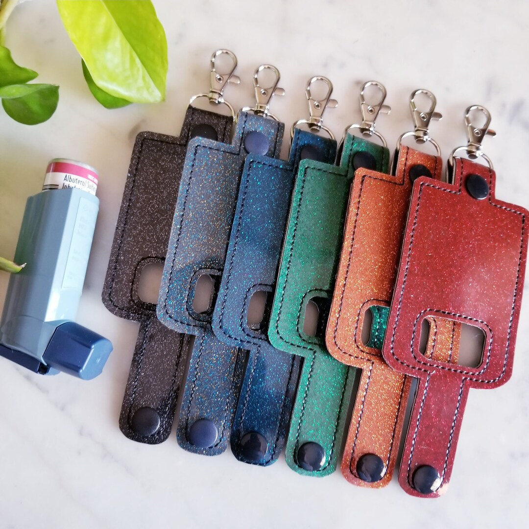 Glitter Jelly Solid Color Black Back Inhaler Holder, Inhaler Case ...