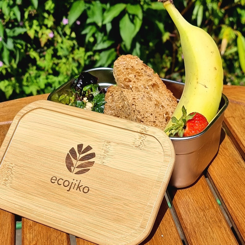Personalised Engraved Sustainable Bamboo Lunch Box for School, Office ...