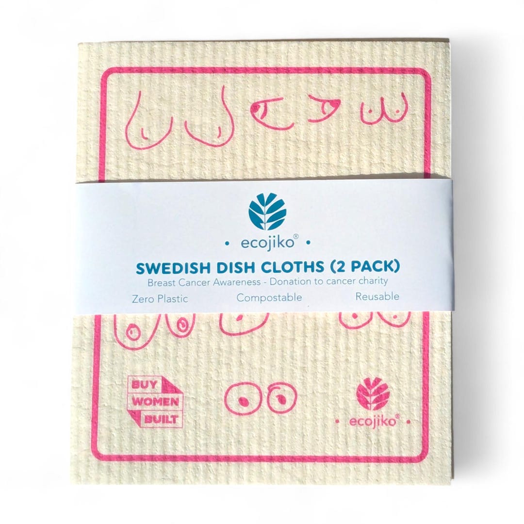 Breast Cancer Awareness Swedish Dish Cloths (2 Pack), Reusable ...
