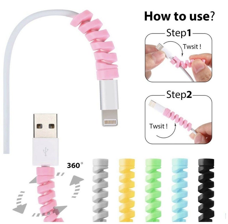 30pc Spiralcord Wire Charger Protector Prevents Breaks Wire | Etsy