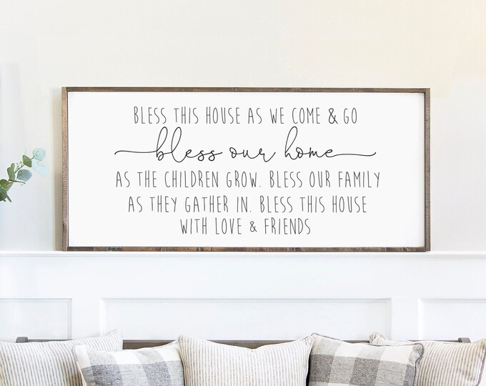 Farmhouse Sign, Bless Our Home, Home Saying, Farmhouse Decor, Family ...