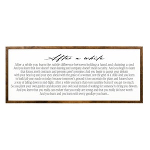 Love Poem Sign After A While Poem Sign | Sign Wall Art Above Bed Decor ...